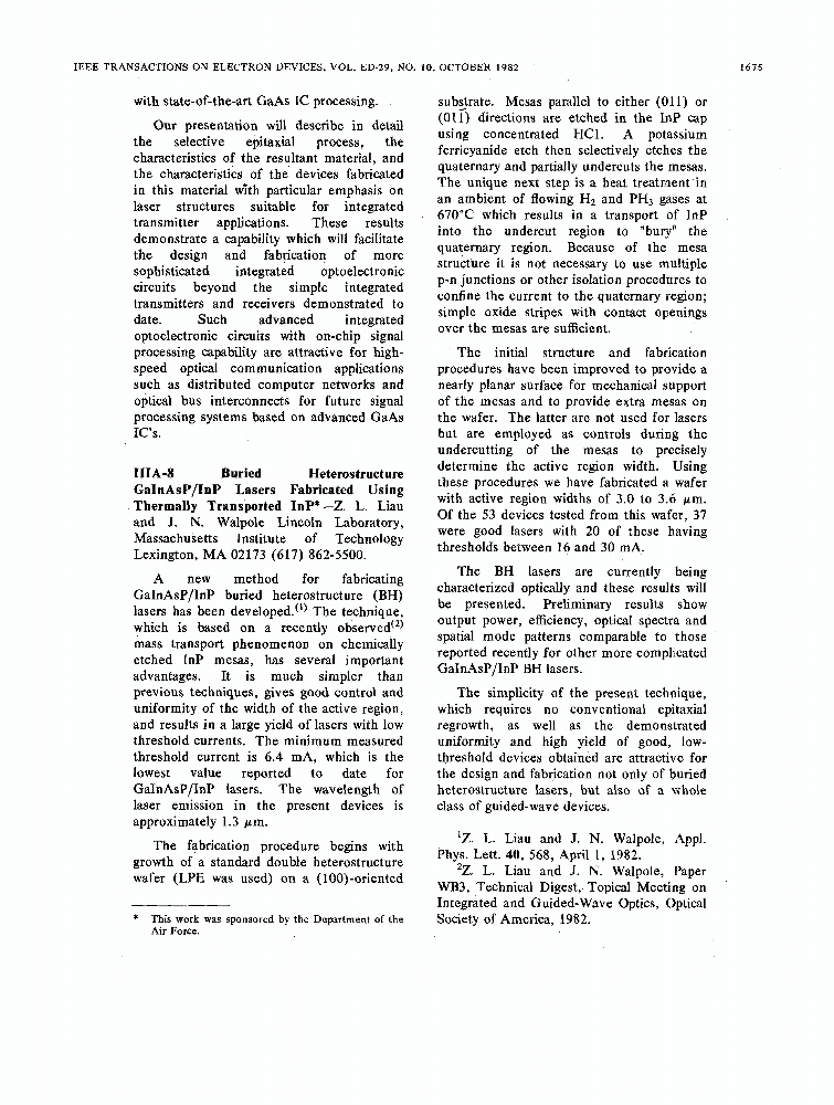 IIIA-8 buried heterostructure GaInAsP/InP lasers fabricated using ...