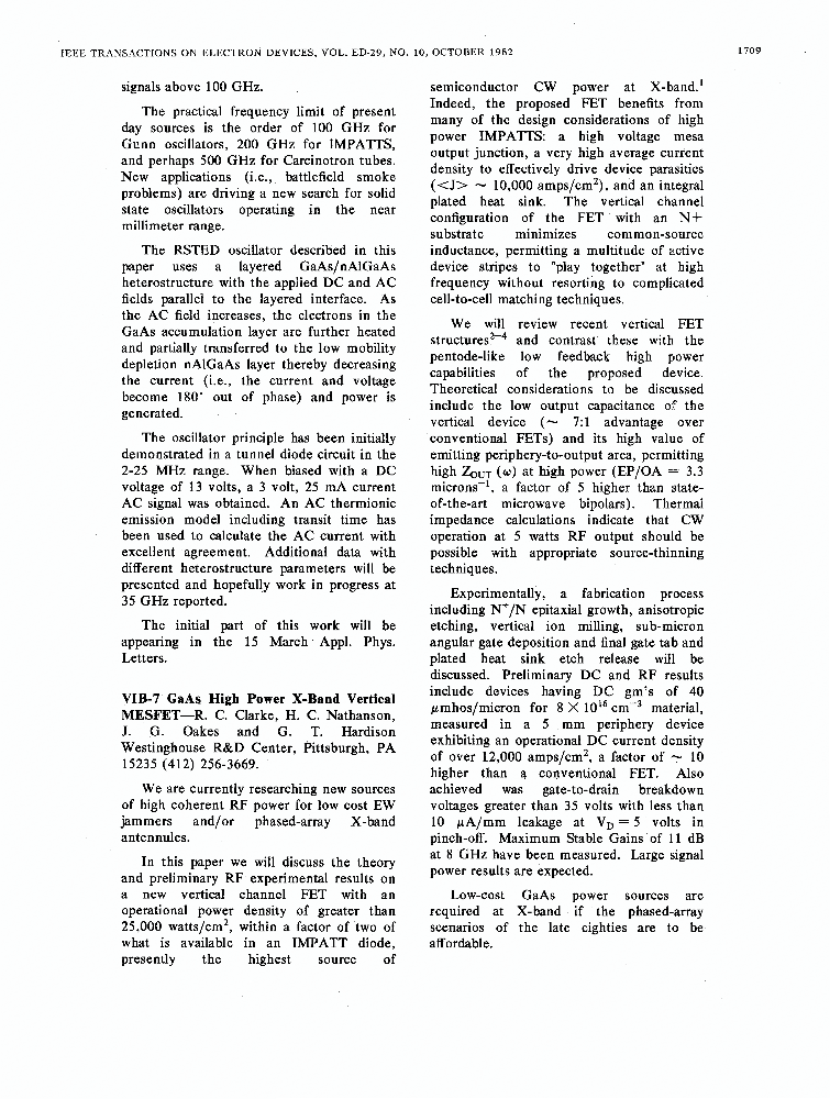 VIB-7 GaAs high power X-band vertical MESFET | IEEE Journals & Magazine ...