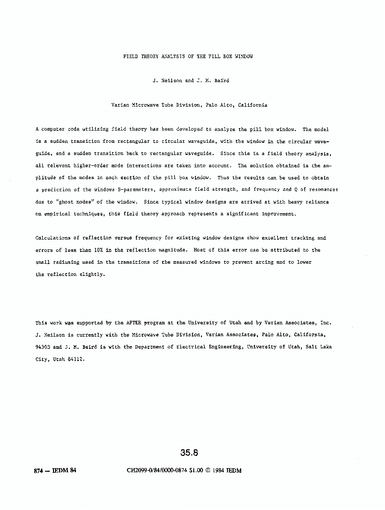 Field theory analysis of the pill box window | IEEE Conference ...