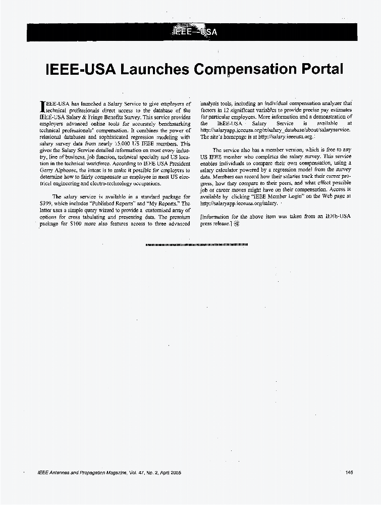 IEEE-USA launches compensation portal | IEEE Journals & Magazine | IEEE ...