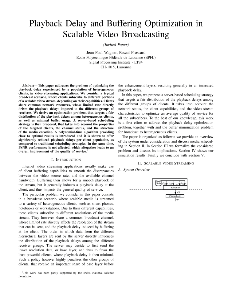 Playback delay and buffering optimization in scalable video broadcasting | IEEE Conference ...