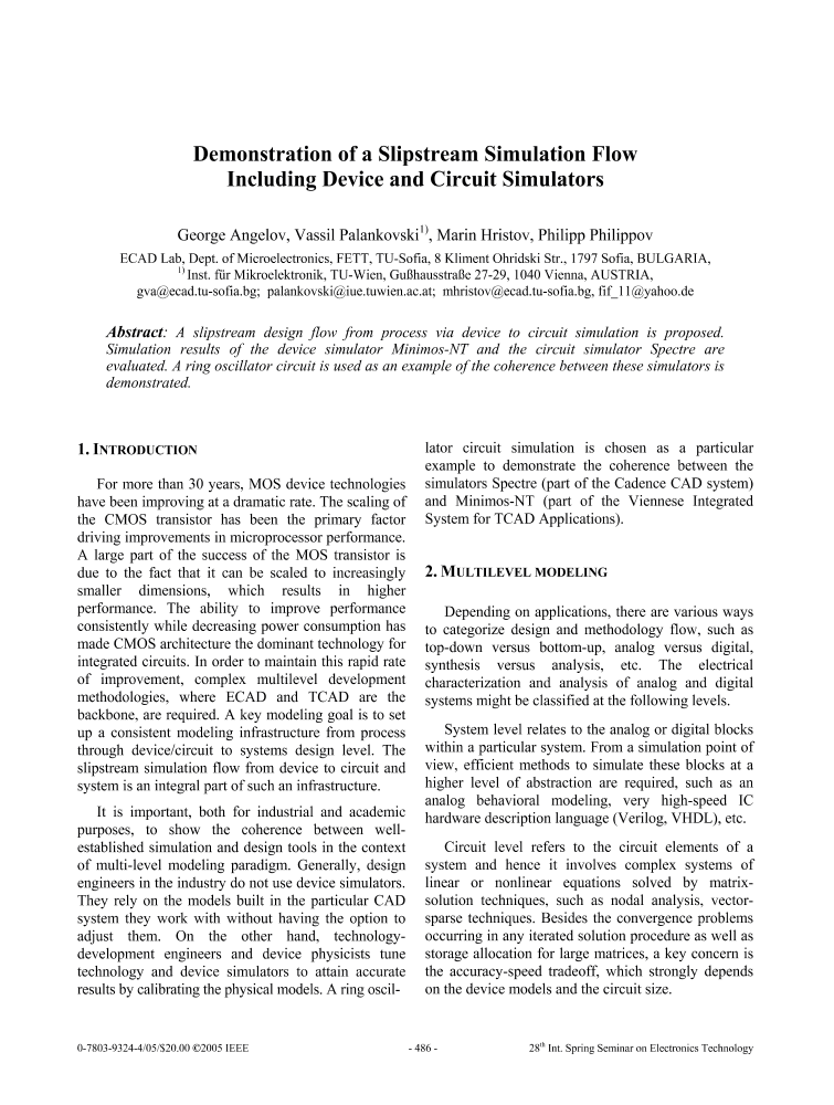 Demonstration of a slipstream simulation flow including device and ...