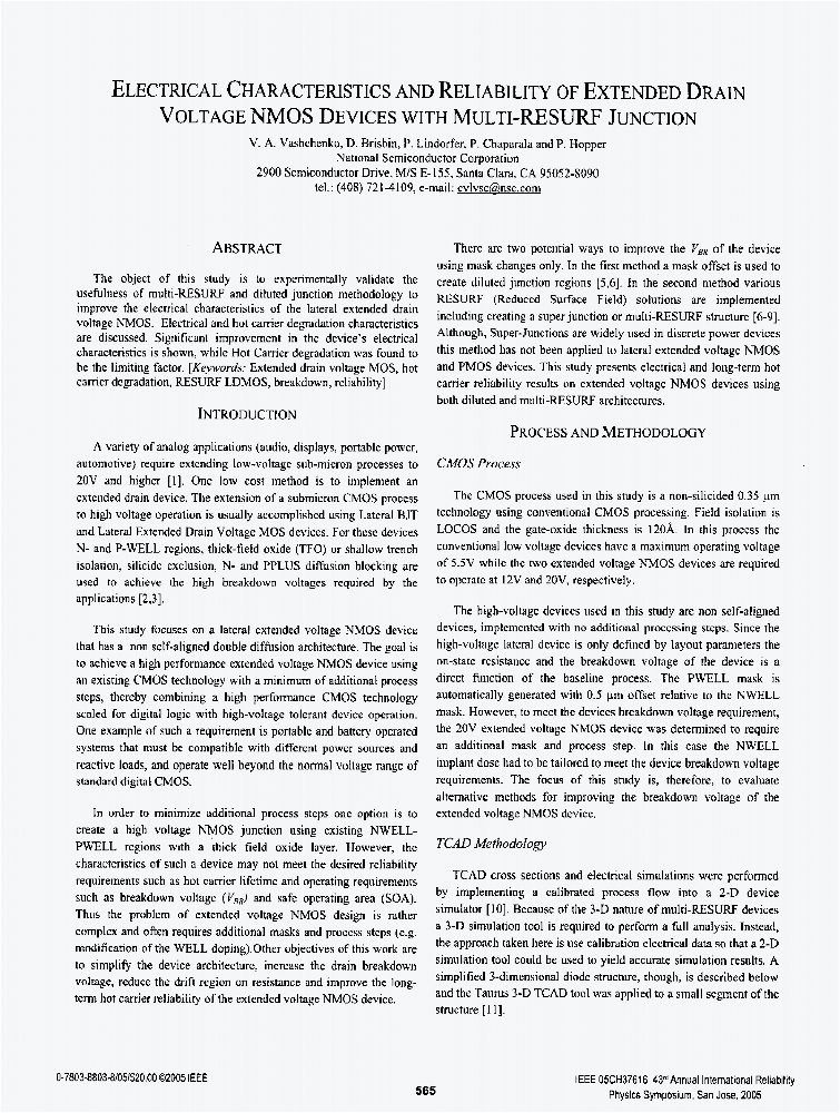 Electrical characteristics and reliability of extended drain voltage ...