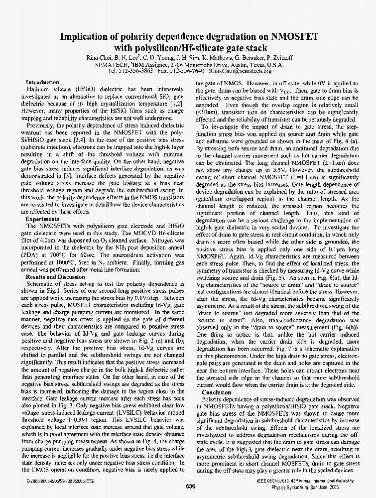 Implication of polarity dependence degradation on NMOSFET with ...