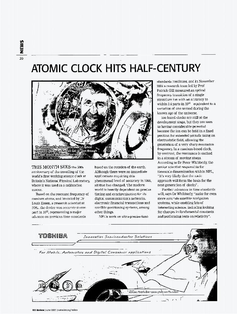 Atomic clock hits half-century | IET Journals & Magazine | IEEE Xplore