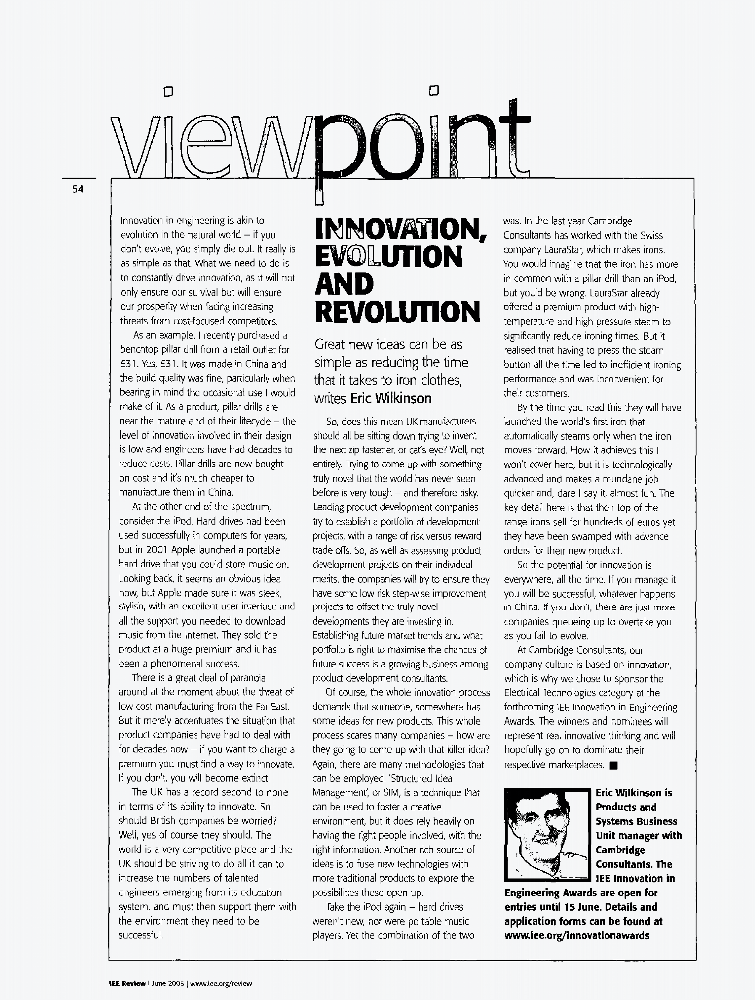 Viewpoint - Innovation, evolution and revolution | IET Journals ...