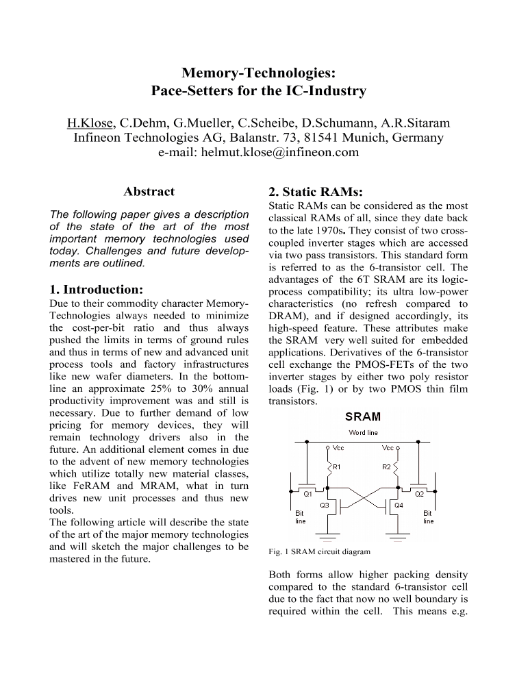 Memory-Technologies: Pace-Setters for the IC-Industry | IEEE Conference ...
