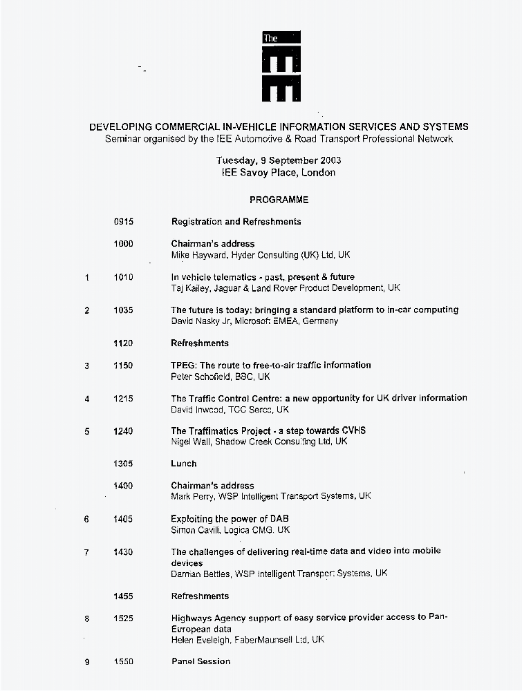 Programme | IET Conference Publication | IEEE Xplore