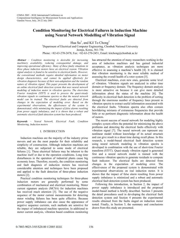 Condition monitoring for electrical failures in induction machine using ...