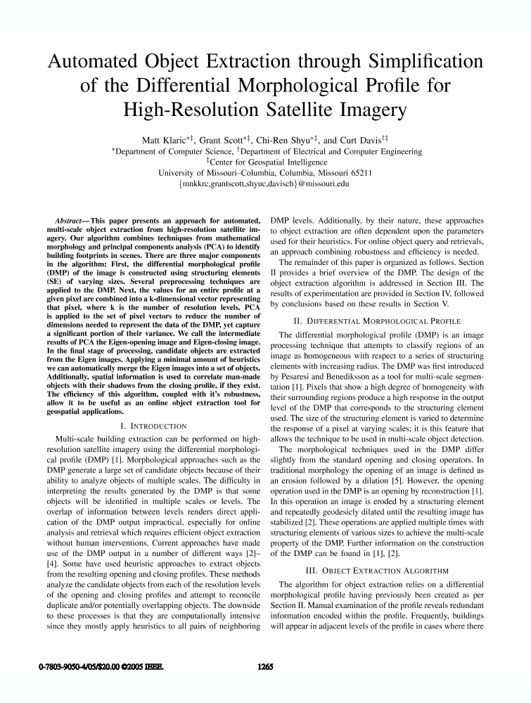 Automated object extraction through simplification of the differential ...