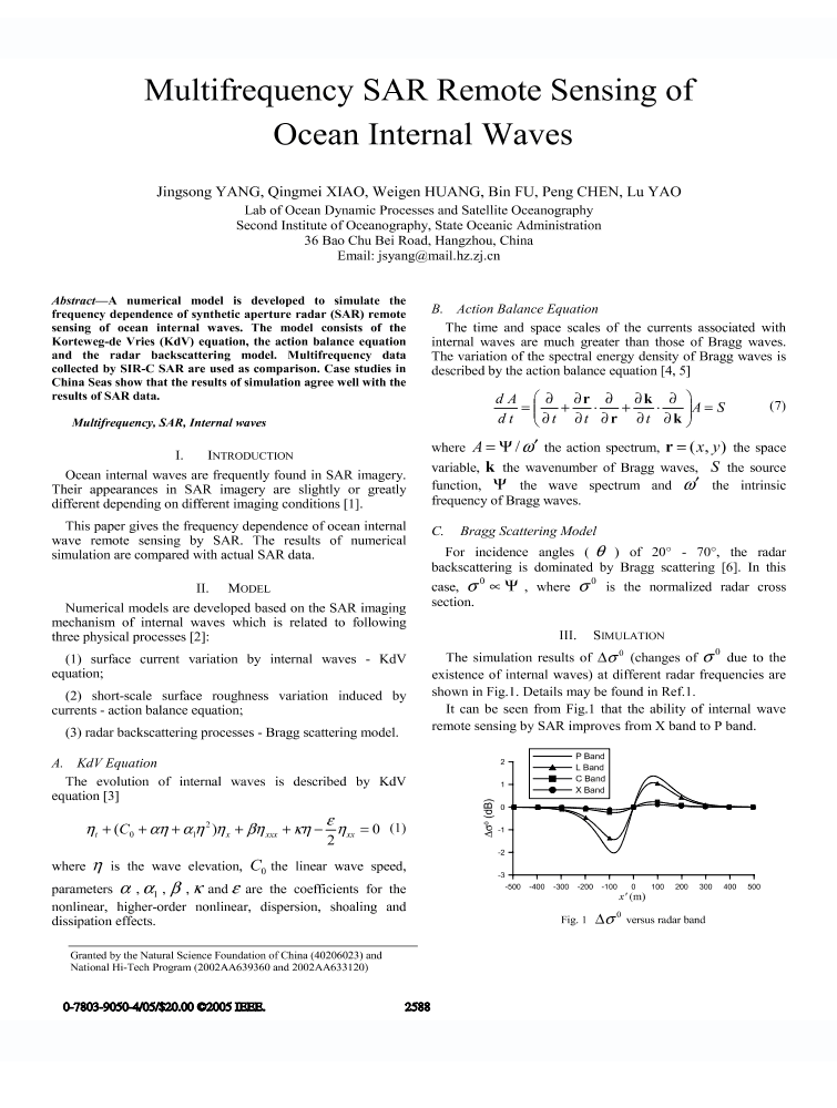 Multifrequency SAR remote sensing of ocean internal waves | IEEE ...