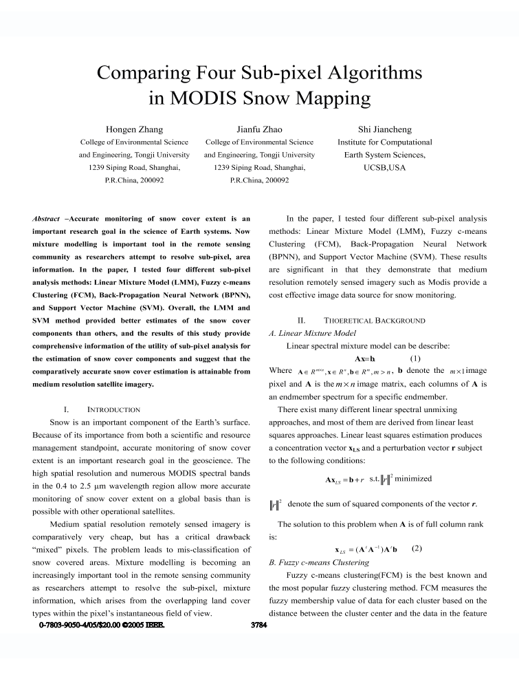 Comparing four sub-pixel algorithms in MODIS snow mapping | IEEE Conference Publication | IEEE ...