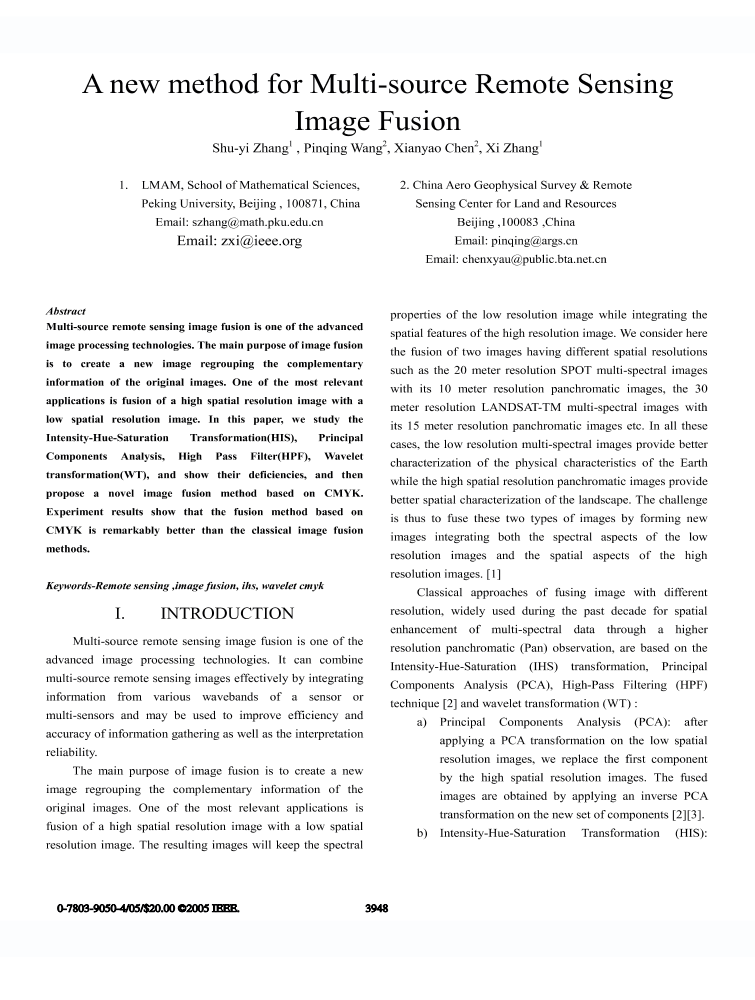 A new method for multi-source remote sensing image fusion | IEEE ...
