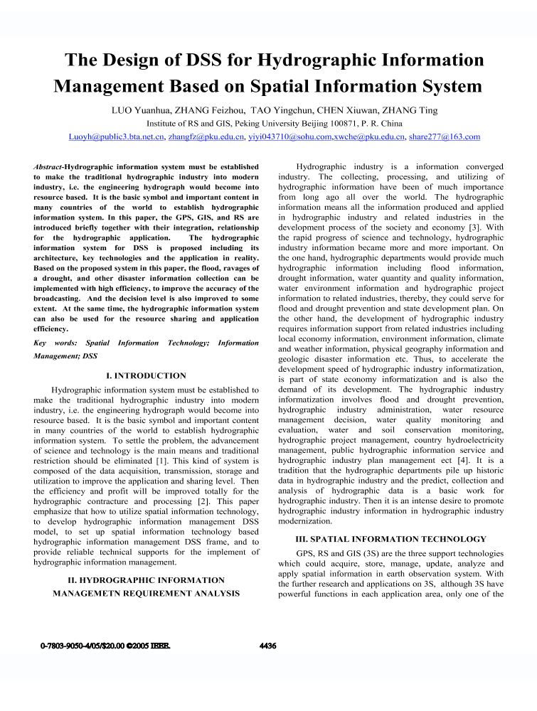 The design of DSS for hydrographic information management based on ...