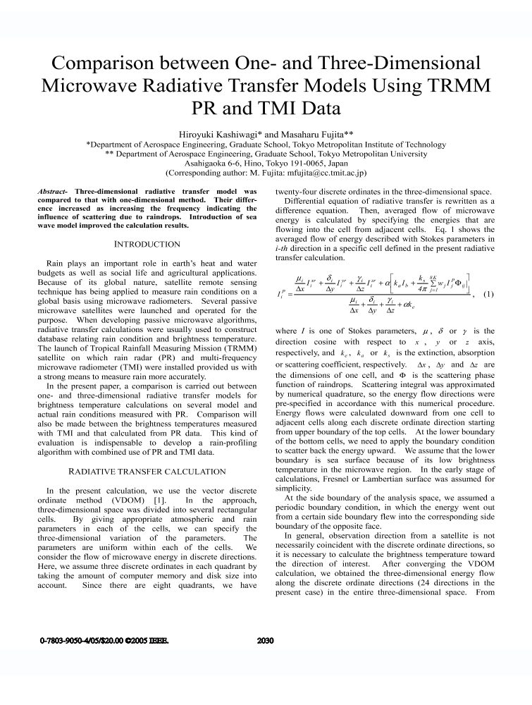 Comparison between one- and three-dimensional microwave radiative ...