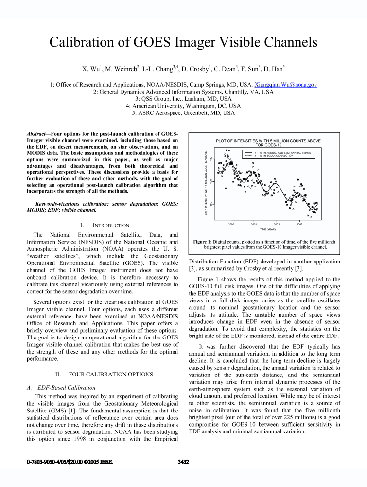 Calibration of GOES imager visible channels | IEEE Conference ...