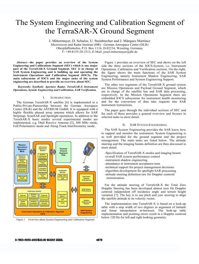 The system engineering and calibration segment of the TerraSAR-X ground ...