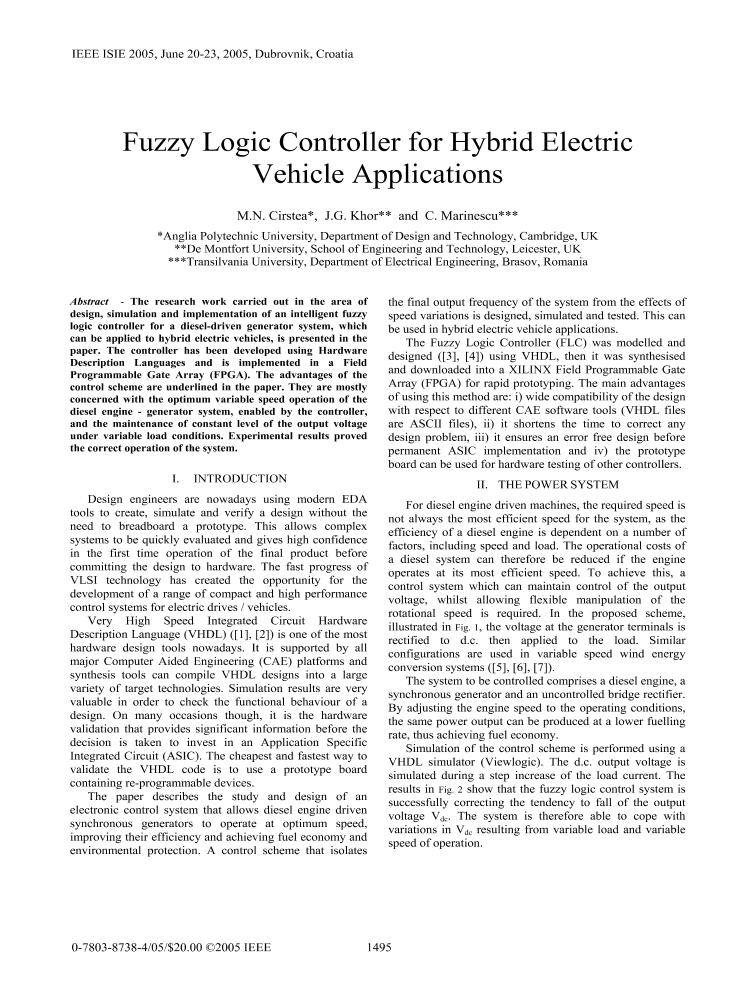 Fuzzy Logic Controller for Hybrid Electric Vehicle Applications | IEEE Conference Publication ...