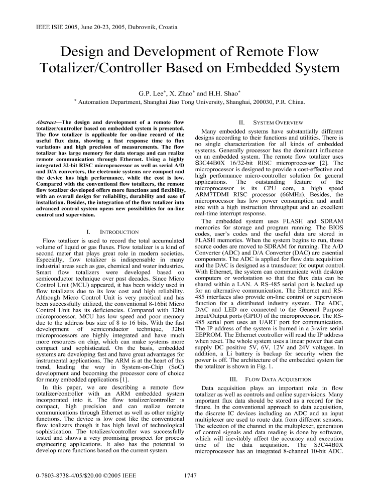 Design and Development of Remote Flow Totalizer/Controller Based on ...