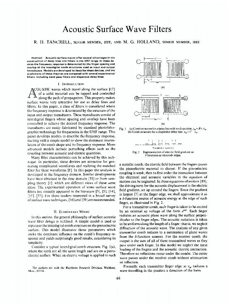 Acoustic Surface Wave Filters | IEEE Conference Publication | IEEE Xplore