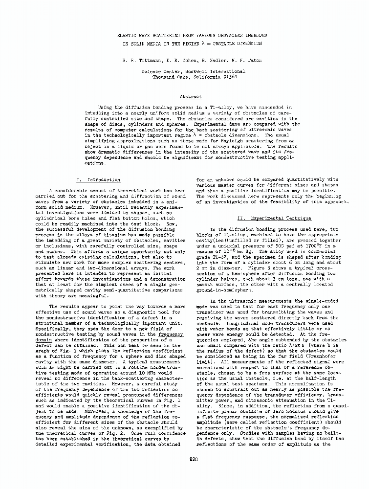Elastic Wave Scattering from Various Obstacles Imbedded in Solid Media ...