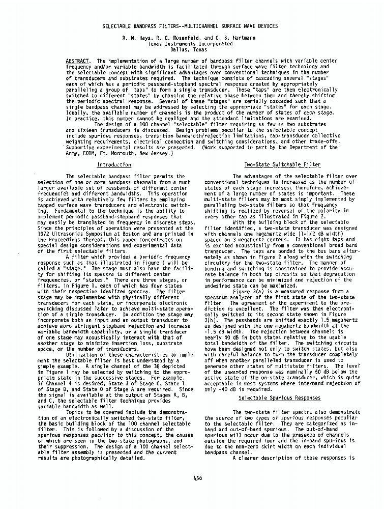 Selectable Bandpass Filters - Multichannel Surface Wave Devices | IEEE ...