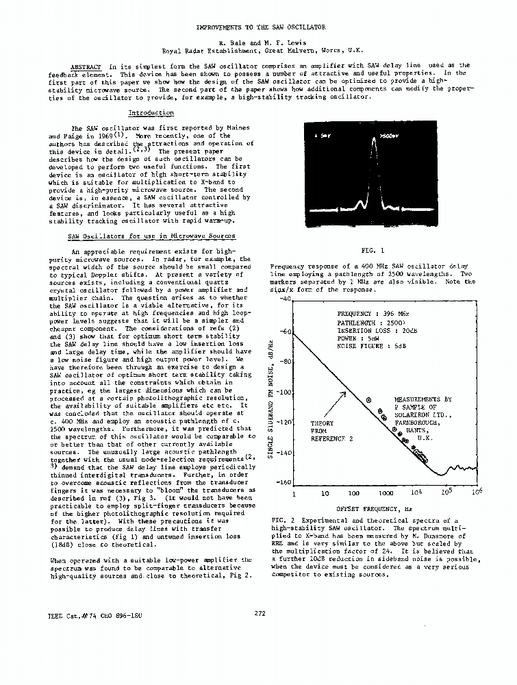 Improvements to the SAW Oscillator | IEEE Conference Publication | IEEE ...