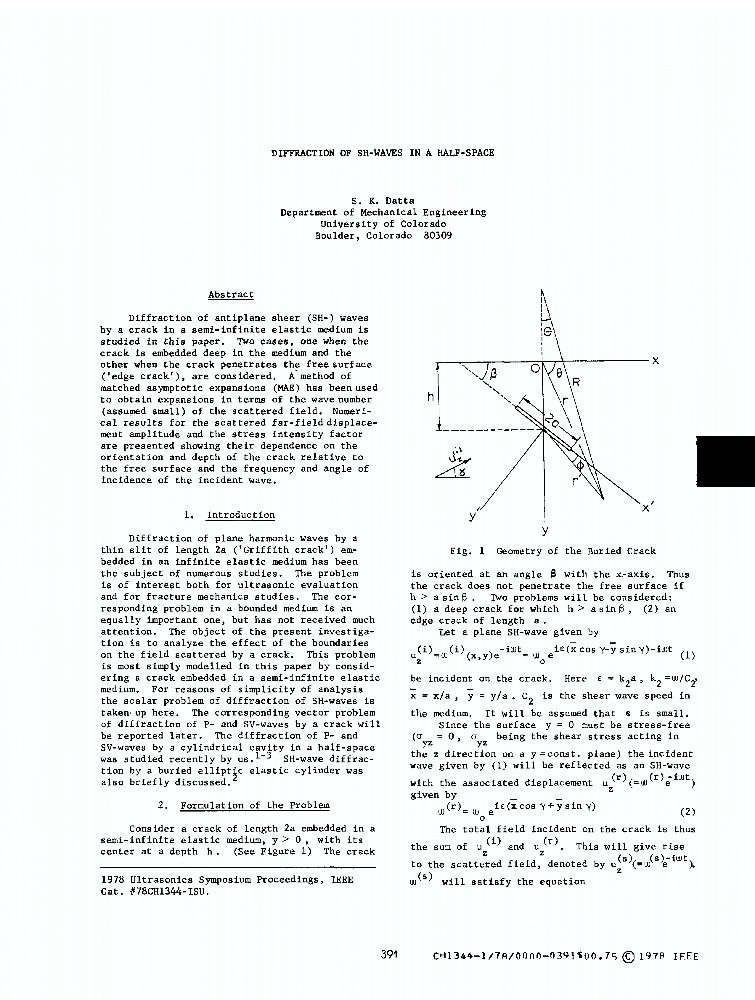 Diffraction of SH-Waves in a Half-Space | IEEE Conference Publication ...