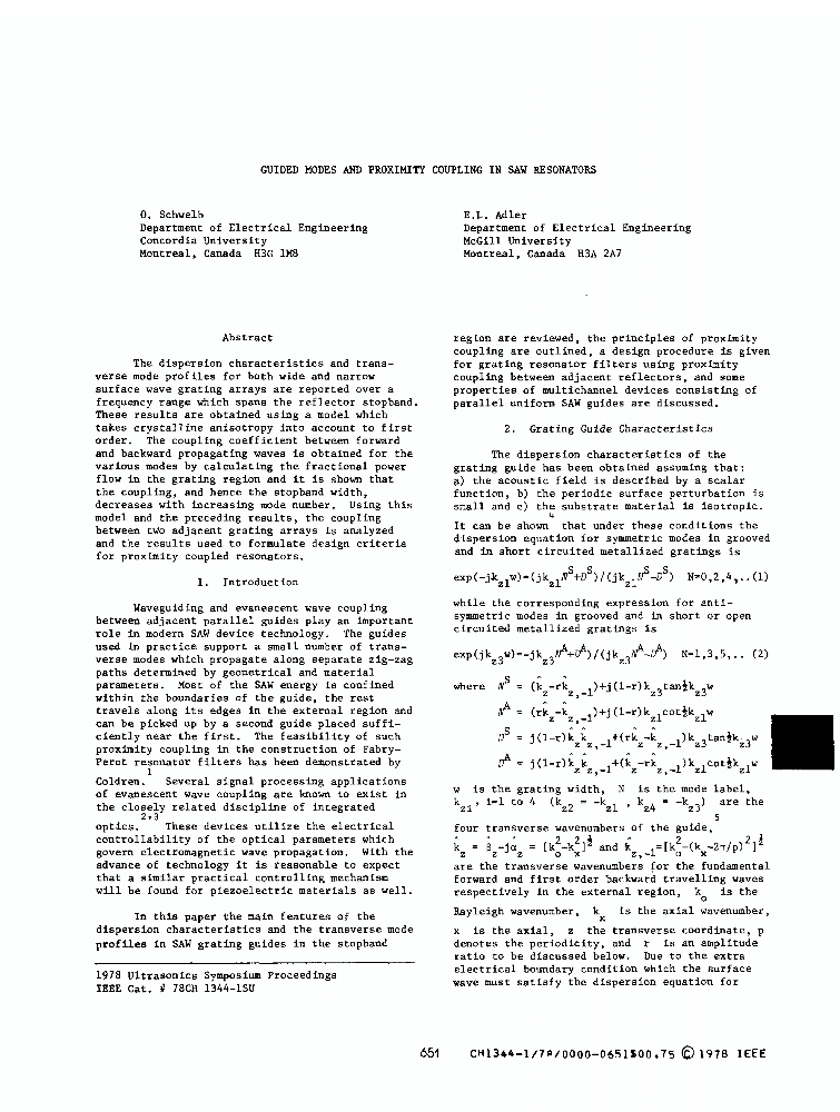 Guided Modes and Proximity Coupling in SAW Resonators | IEEE Conference ...