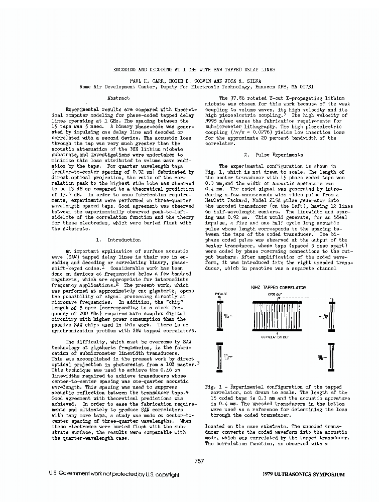 Encoding And Decoding At 1 Ghz With Saw Tapped Delay Lines Ieee Conference Publication Ieee