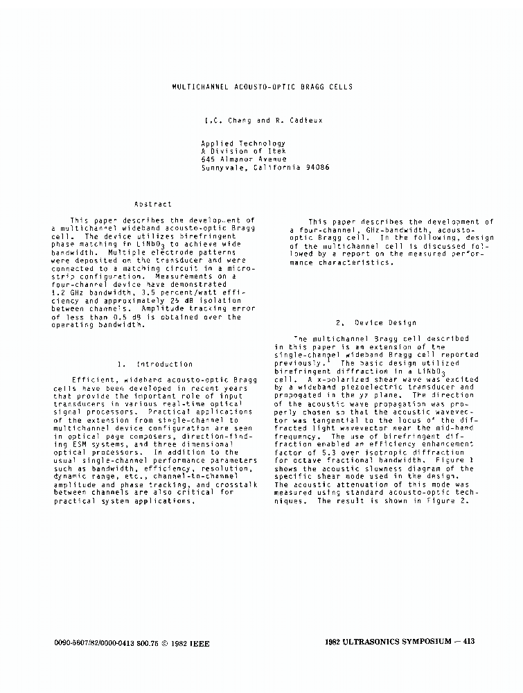 Multichannel Acousto-Optic Bragg Cells | IEEE Conference Publication ...