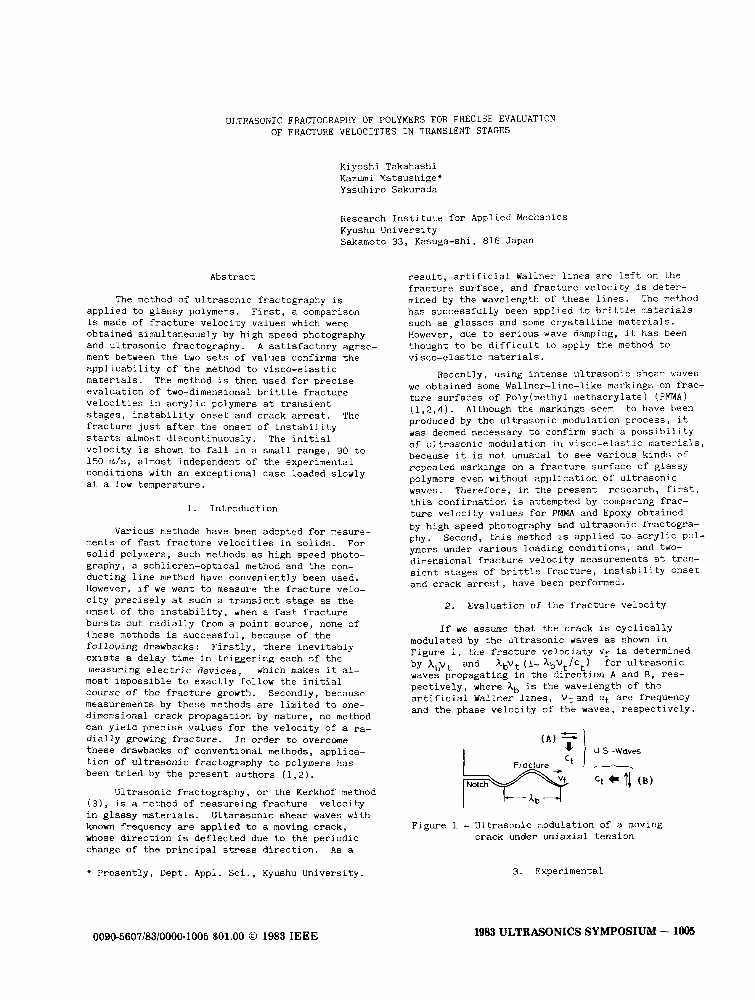 Ultrasonic Fractography of Polymers for Precise Evaluation of Fracture Velocities in Transient ...