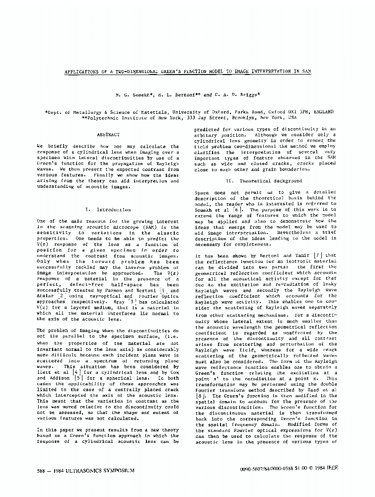 Applications of a Two-Dimensional Green's Function Model to Image ...