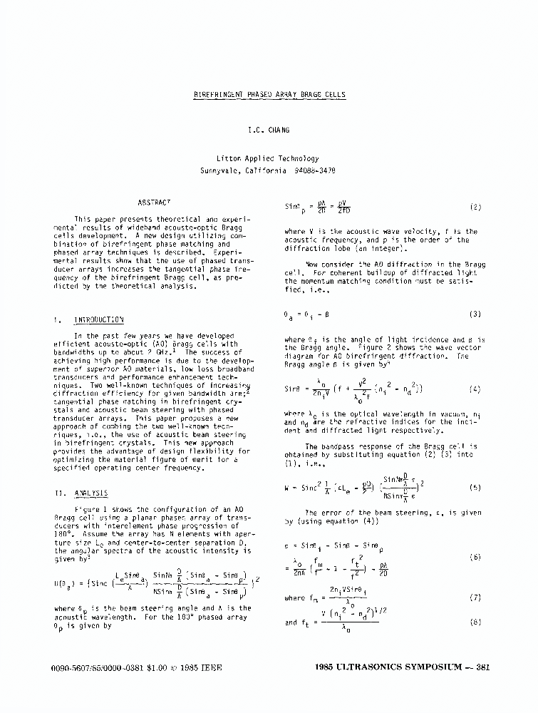 Birefringent Phased Array Bragg Cells | IEEE Conference Publication | IEEE Xplore