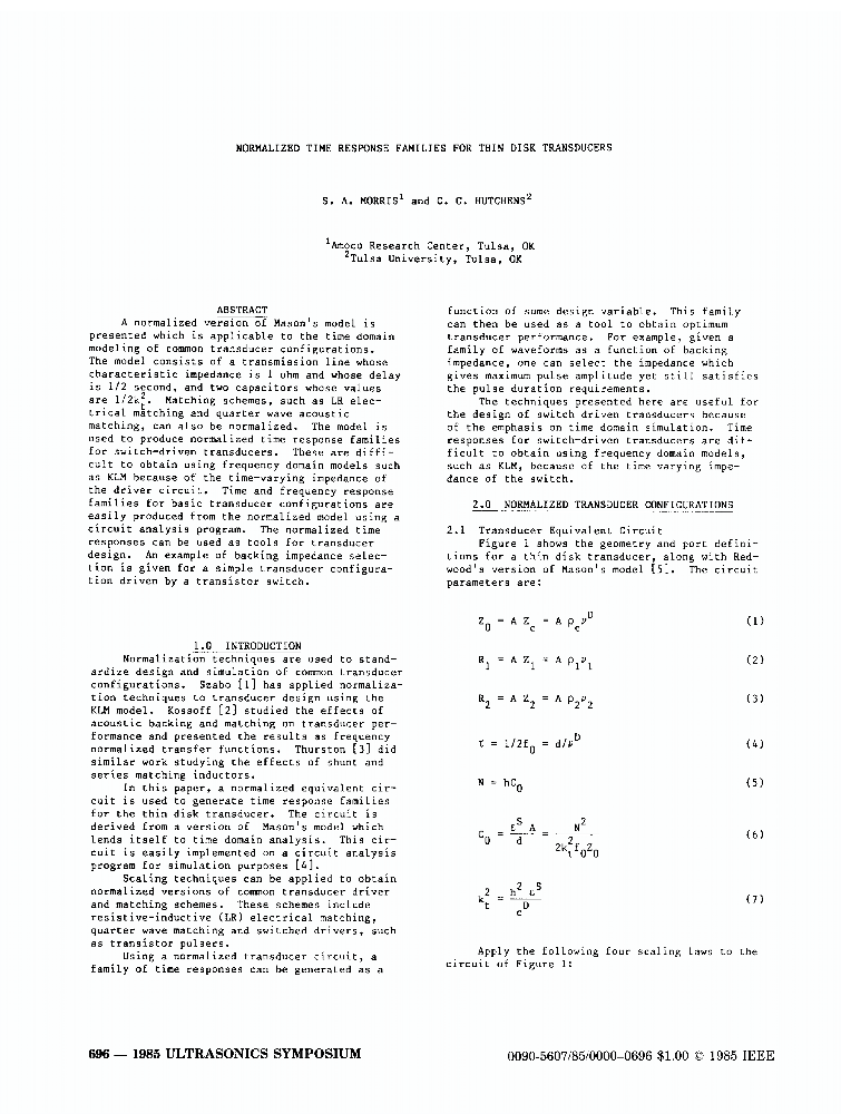 Normalized Time Response Families for Thin Disk Transducers | IEEE ...