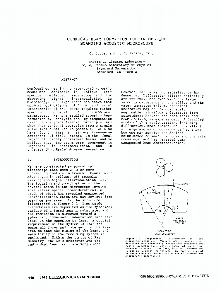 Confocal Beam Formation for an Oblique Scanning Acoustic Microscope ...