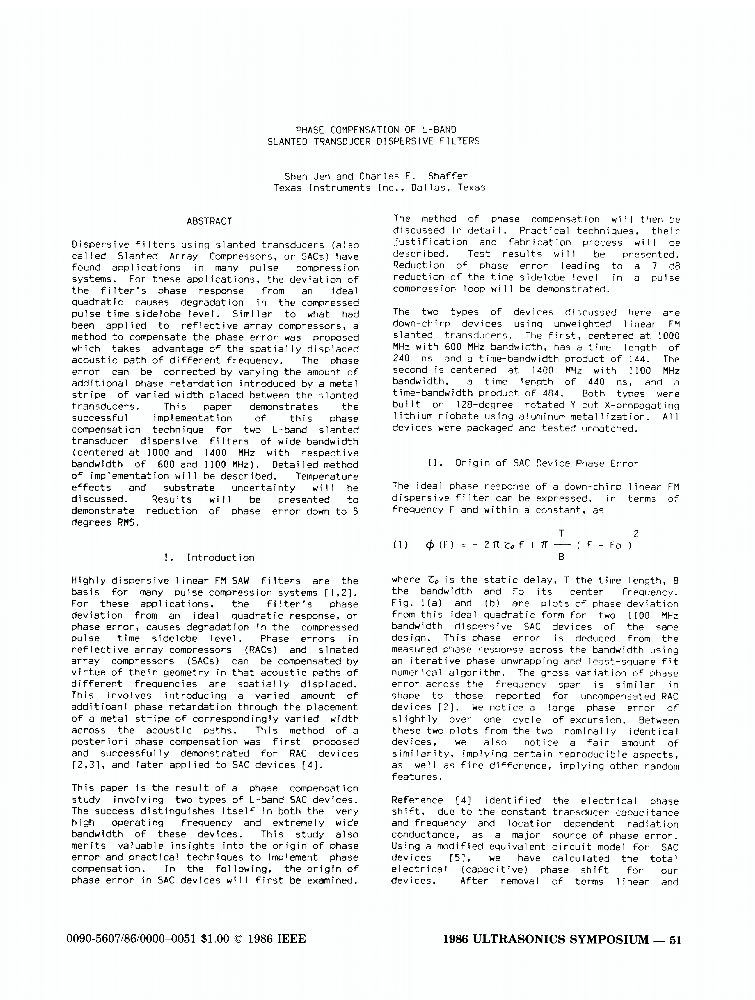 Phase Compensation of L-Band Slanted Transducer Dispersive Filters ...
