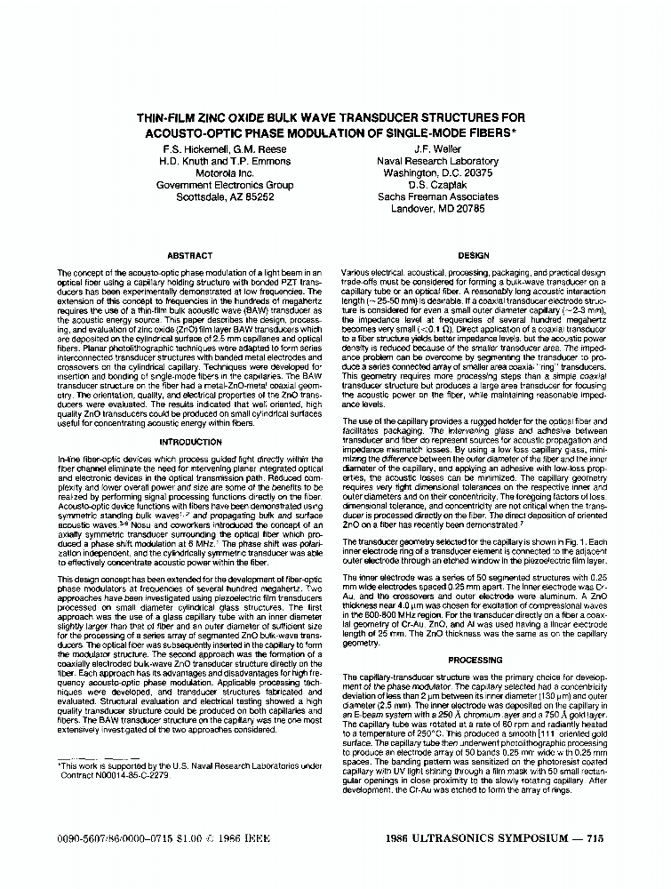 Thin-Film Zinc Oxide Bulk Wave Transducer Structures for Acousto-Optic ...