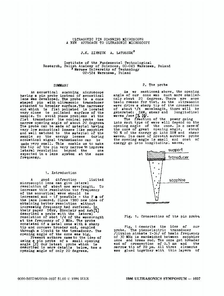 Ultrasonic Pin Scanning Microscope a New Approach to Ultrasonic ...