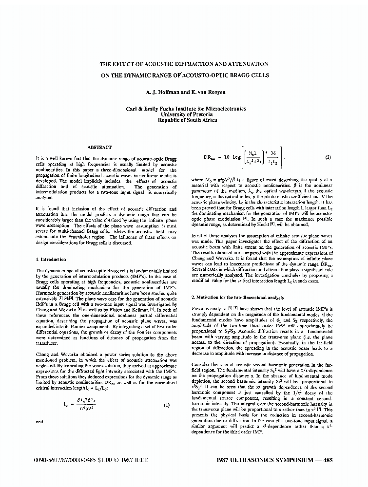 The Effect of Acoustic Diffraction and Attenuation on the Dynamic Range ...