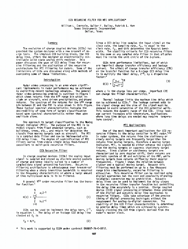 Ccd Recursive Filter For Mti Applications Ieee Conference Publication Ieee Xplore