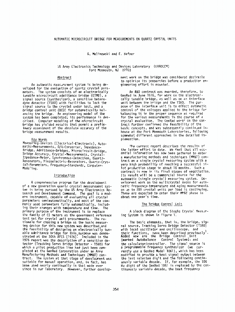 Automatic Microcircuit Bridge for Measurements on Quartz Crystal Units ...