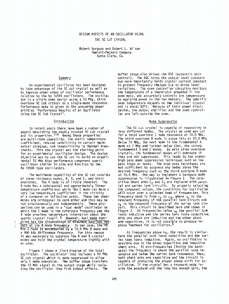 Design Aspects of an Oscillator Using the SC Cut Crystal | IEEE ...
