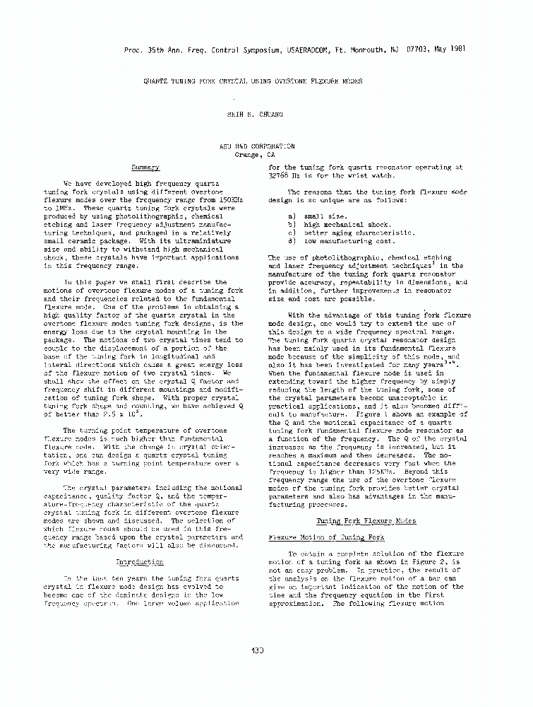 Quartz Tuning Fork Crystal Using Overtone Flexure Modes Ieee Conference Publication Ieee Xplore