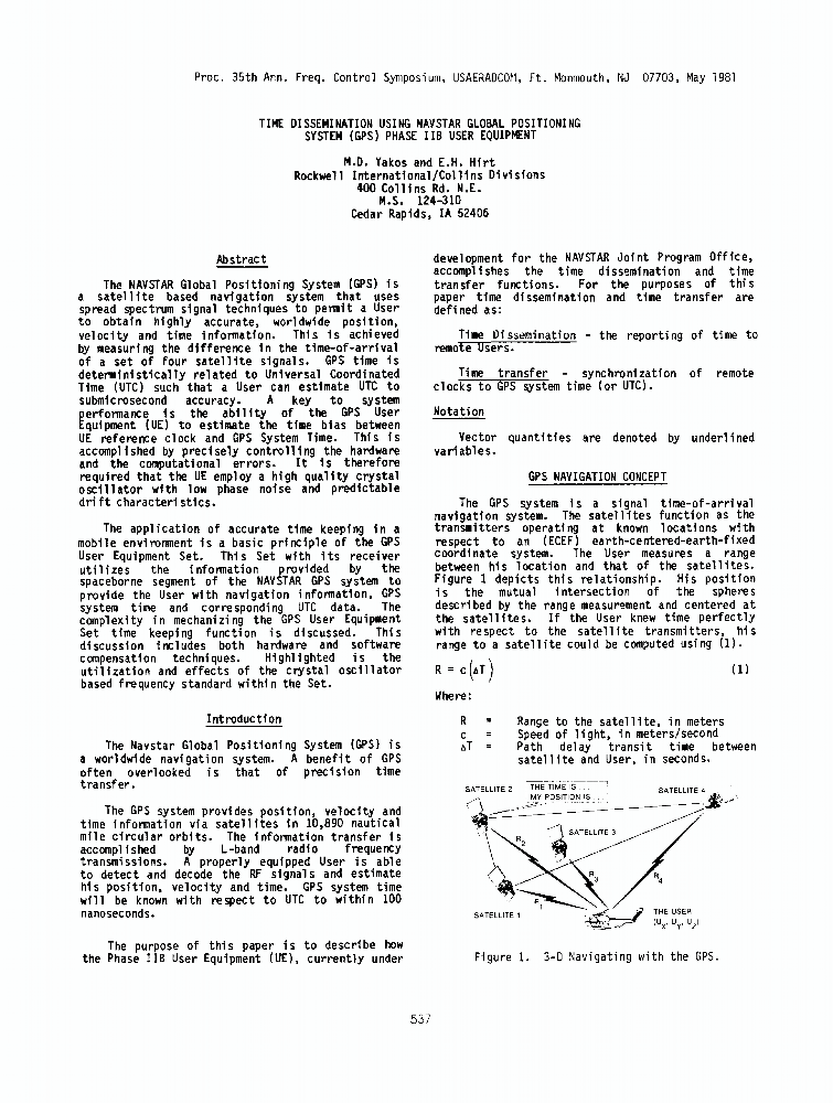 Time Dissemination Using Navstar Global Positioning System (GPS) Phase ...