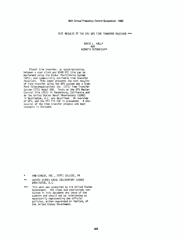 Test Results of the ST1 GPS Time Transfer Receiver | IEEE Conference ...