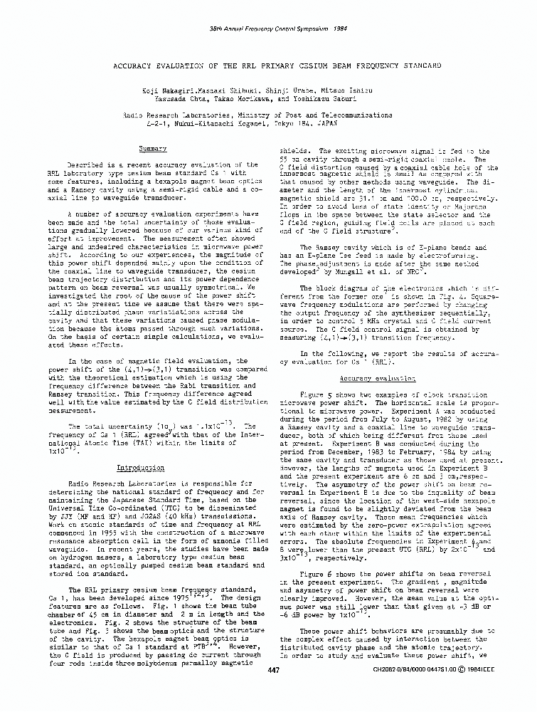 Accuracy Evaluation of the RRL Primary Cesium Beam Frequency Standard ...