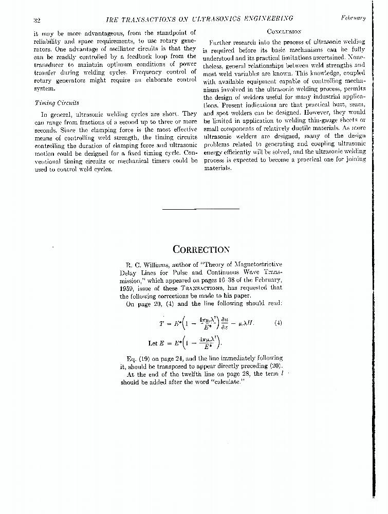 Correction Theory Of Magnetostrictive Delay Lines For Pulse And Continuous Wave Transmission