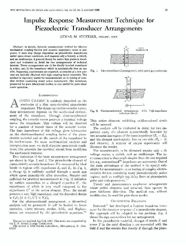 Impulse Response Measurement Technique for Piezoelectric Transducer Arrangements | IEEE Journals ...