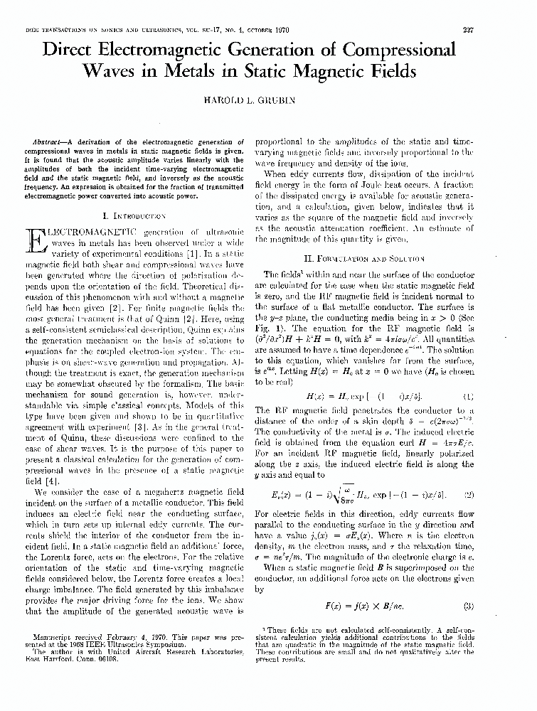 Direct Electromagnetic Generation of Compressional Waves in Metals in ...